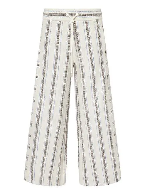 ME+EM Me + Em Striped Cropped-leg Cotton-blend Trousers - Light Cream Multi