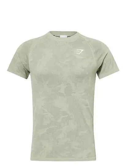 GYMSHARK Geo Seamless Stretch-woven T-shirt - Haze Green/ Unit Green