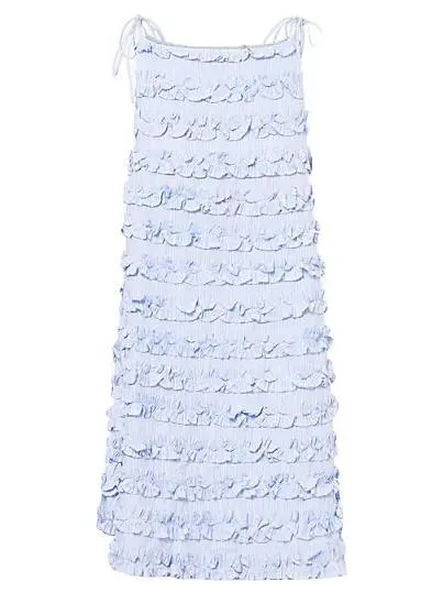 DAMSON MADDER Leili Ruffle Cotton Mini Dress - Blue
