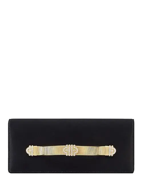 BVLGARI Tubogas Satin Evening Clutch With Embellishments - Black