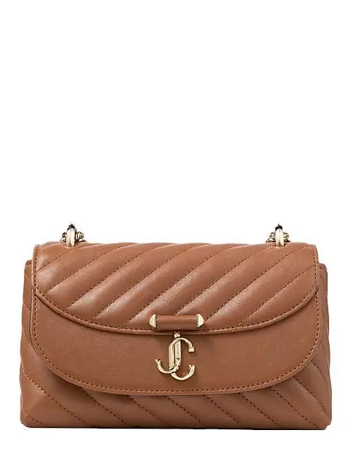 JIMMY CHOO Quilted Leather Crossbody Bag - Tan/shiny Gold