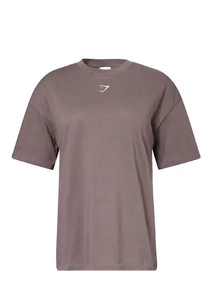GYMSHARK Oversized Cotton-blend T-shirt With Logo Print - Gs Cool Brown