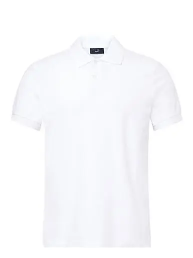 Dunhill Ad Cypher Pique Short-sleeve Cotton Polo Top - White