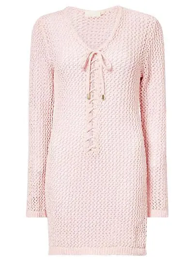 Monday Swimwear Corossol Laced Knitted Mini Dress - Powder Pink Treble Knit