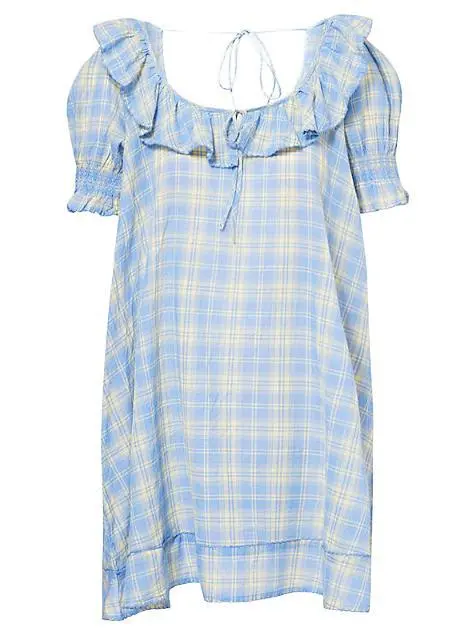 DAMSON MADDER Puff-sleeve Mini Dress - Blue