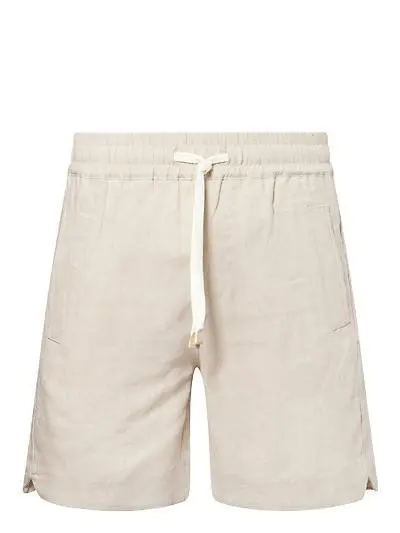 Eleventy Bermuda Athletic Drawstring Linen Shorts - Sabbia