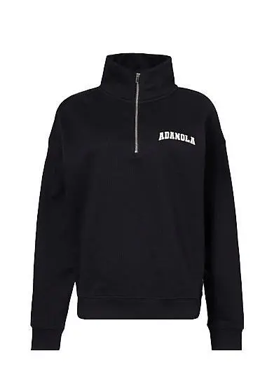 ADANOLA Cotton Oversized Funnel Neck Sweatshirt - Black/marshmallow White
