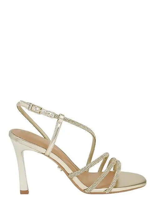 Carvela Paparazza Jewelled Heeled Woven Sandals - Gold