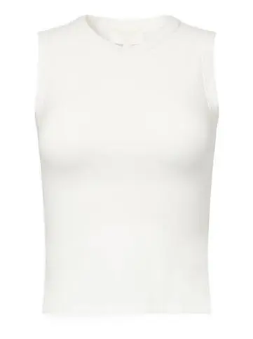 SISTERLY TRIBE Sleeveless Stretch-cotton Tank Top - Off White
