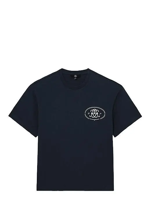 REISS Clement Branded-print Cotton-jersey T-shirt - Washed Navy