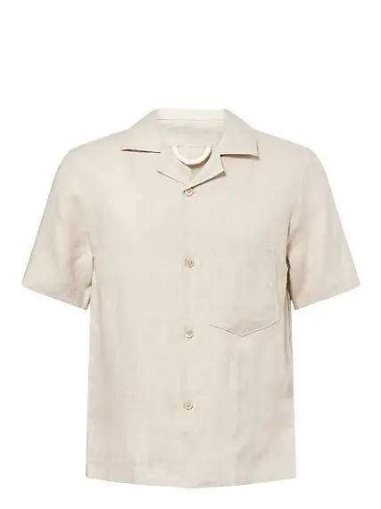 Eleventy Relaxed-fit Short-sleeve Linen Shirt - Sabbia