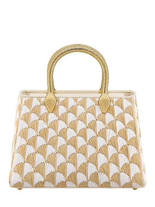 BVLGARI Serpentine Duo Raffia Tote Bag - Beige