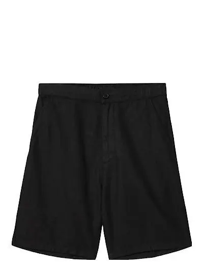 ALLSAINTS Corbett Straight-leg Cotton And Linen Shorts - Orca Black