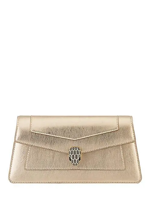 BVLGARI Serpenti Forever Metallic-leather Clutch - Gold