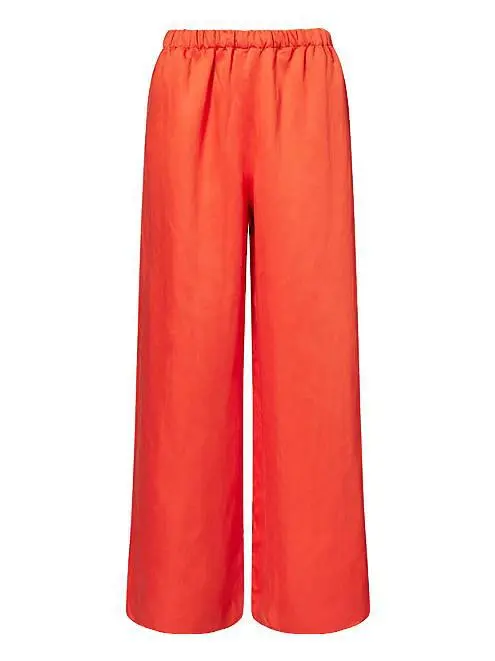 Jenni Kayne Demi Wide-leg Linen-blend Trousers - Tomato