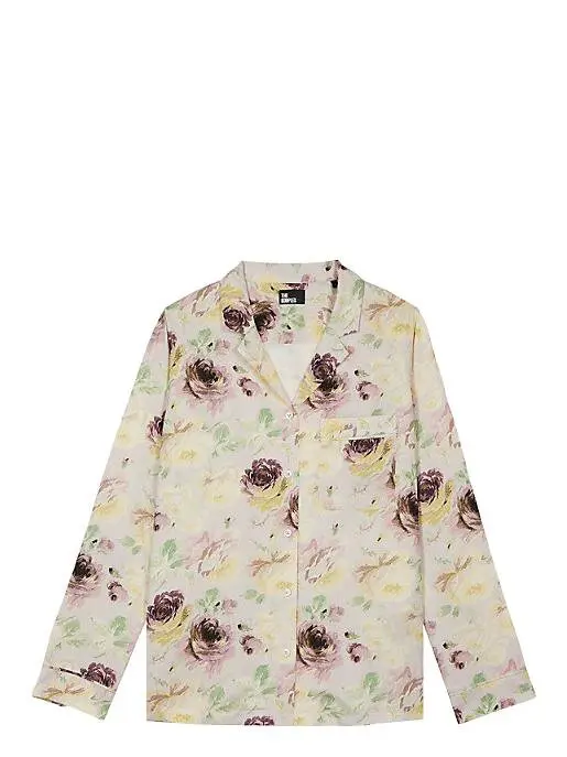 The Kooples Floral-print Collared Shirt - Light Old Pink / Ecru