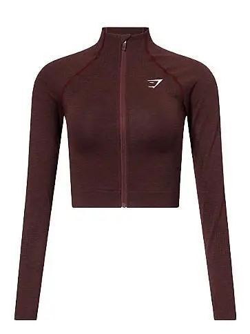 GYMSHARK Vital Seamless 2.0 Cropped Jacket - Gs Rich Maroon/ Marl