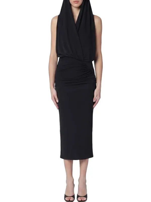 Andamane Sleeveless Ruched Midi Dress - Black