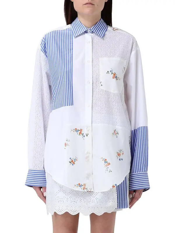 MSGM Patchwork Floral Shirt - White