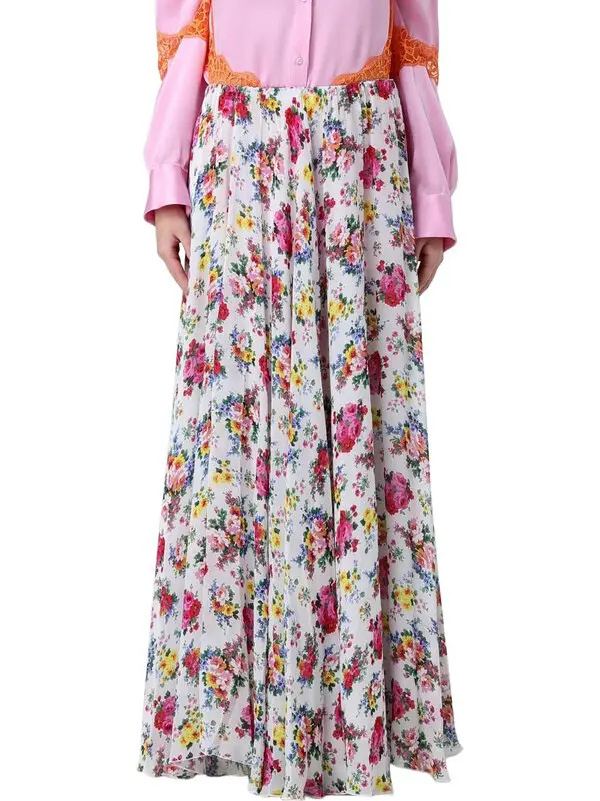 MSGM Floral Maxi Skirt - White