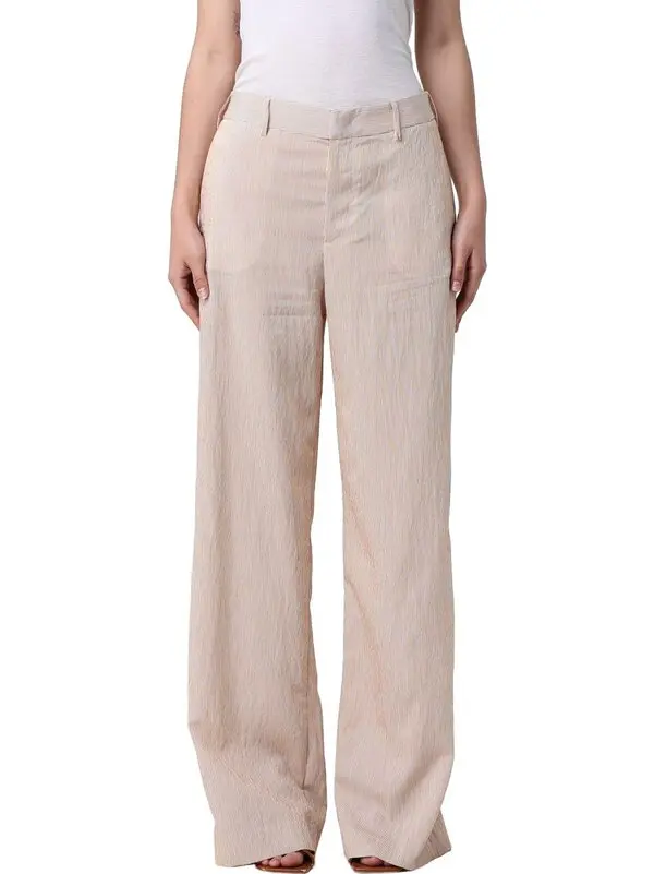 PT TORINO Striped Wide Leg Trousers - Mustard