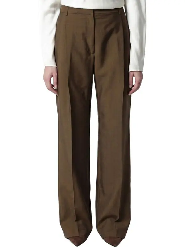 RÓHE High-waisted Wide-leg Trousers In Virgin Wool And Mohair - Brown