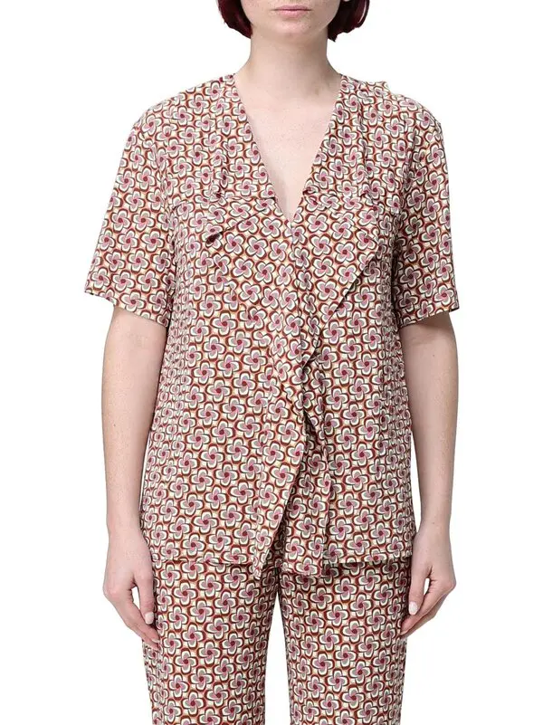 Malìparmi Printed Short Sleeve Blouse - Brown