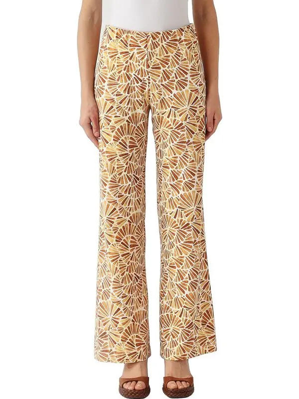 Malìparmi High-waisted Straight Trousers In Tropical Print Jersey - Yellow