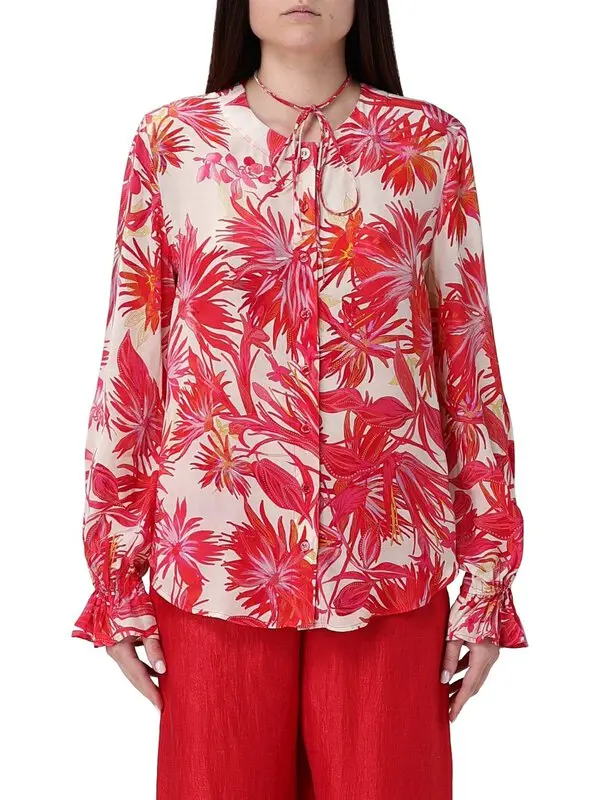 Malìparmi Floral Print Shirt With Tie Neck - Red