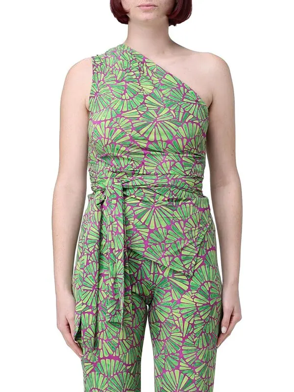 Malìparmi One-shoulder Printed Top With Wrap Detail - Natural