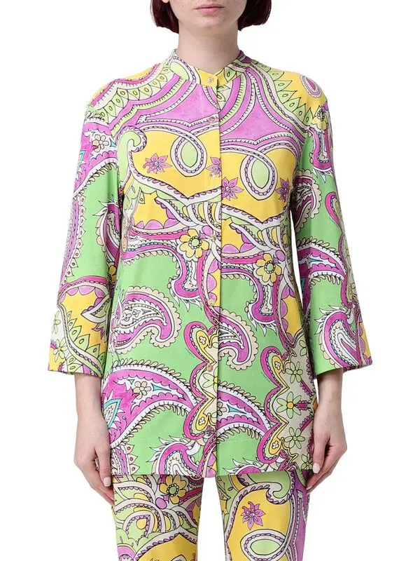 Malìparmi Printed Band Collar Shirt - Green