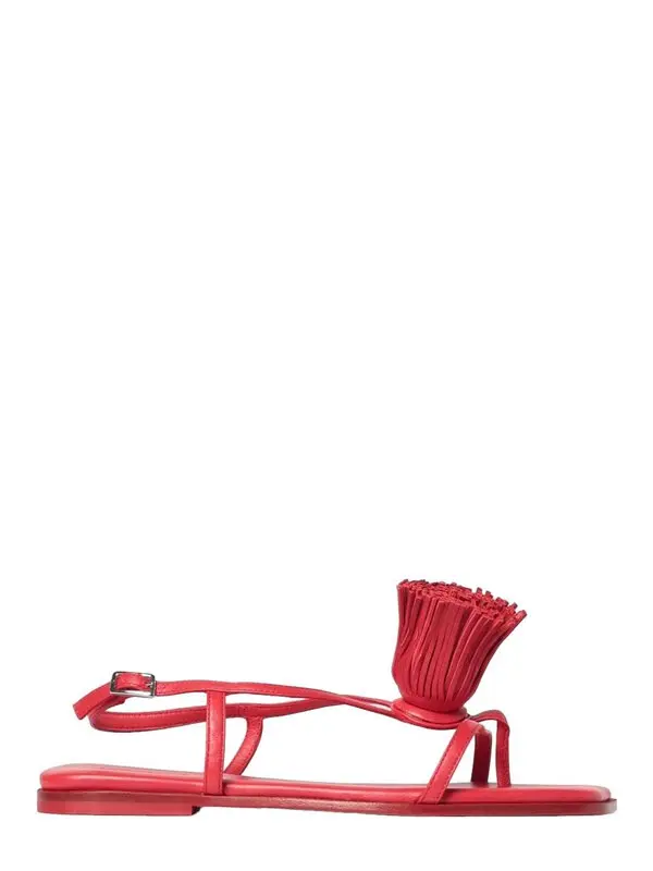 VIC MATIE Heeled Sandals With Fringed Embellishment - Red