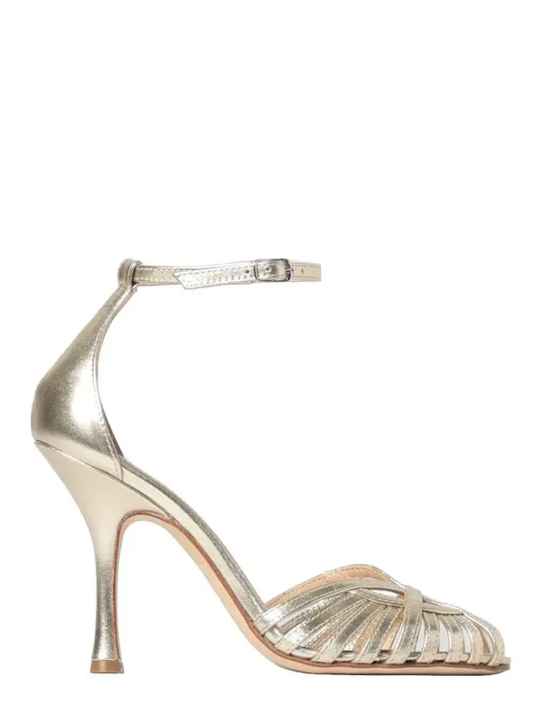 ANNA F. Metallic Strappy Heeled Sandal - Platinum