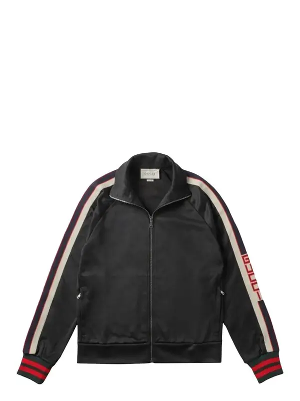 Gucci Technical Jersey Track Jacket With Striped Details - Black