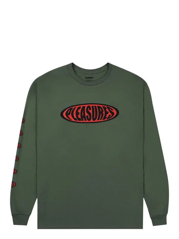 PLEASURES Bubble Logo Long Sleeve Shirt - Green