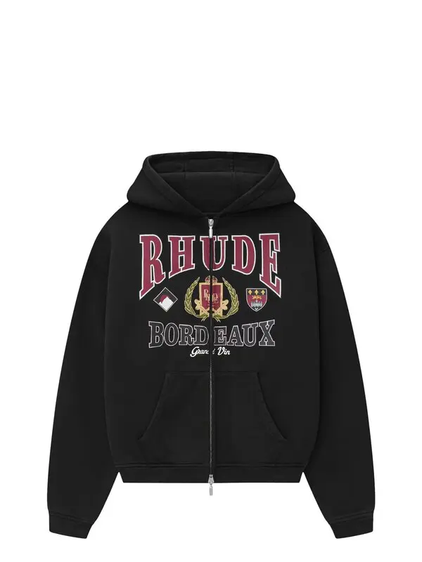 Rhude Bordeaux Grand Vin Zip Up Hoodie - Black