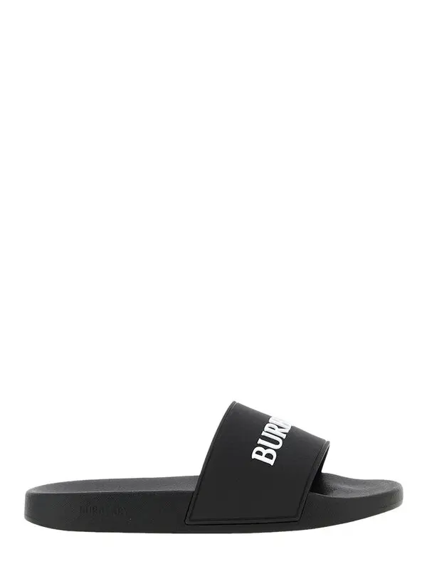 Burberry Furley Logo Slides - Black