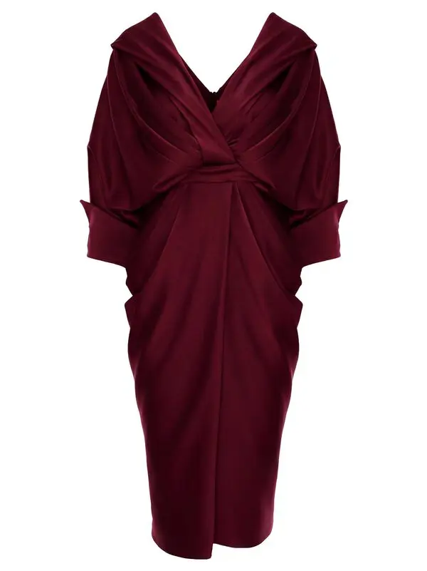 ACOB À PORTER Draped Midi Dress - Red