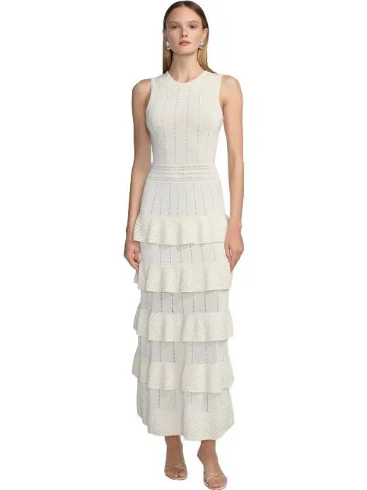 Lela Rose Bobble Knit Piper Dress - White