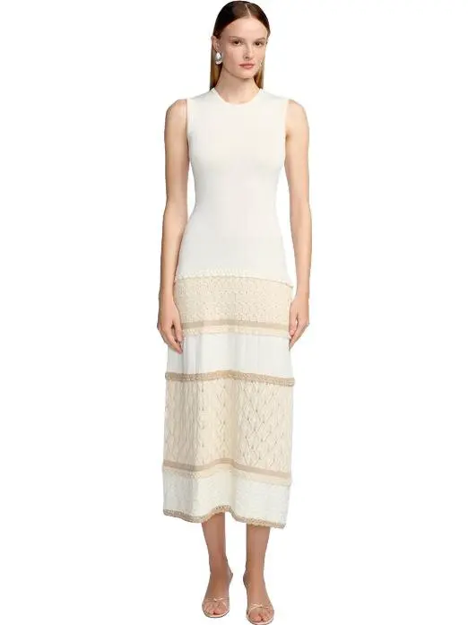 Lela Rose Pointelle Knit Dress - Multicolor / Neutral