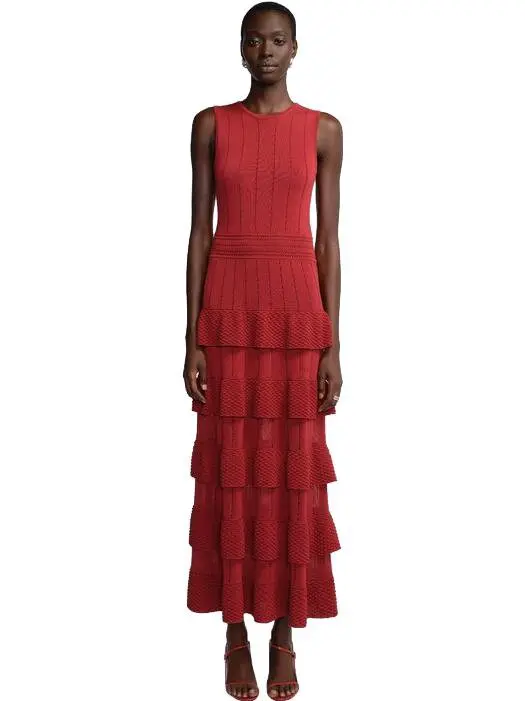 Lela Rose Bobble Knit Piper Dress - Burgundy