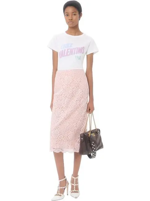 Valentino Garavani Cotton Jersey T-shirt With Chez 1960 Print - White