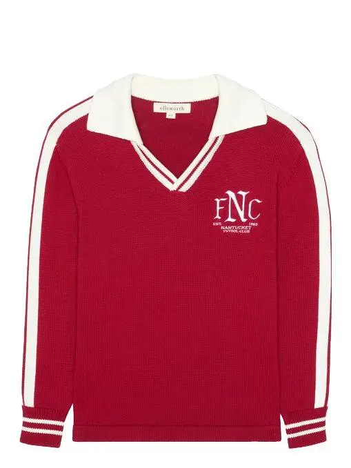ELLSWORTH + IVEY Ryan Football Knit Sweater - Burgundy