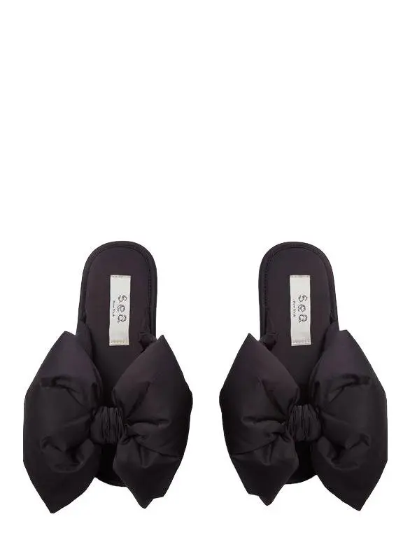Sea Bettie Oversized Bow Slippers - Black