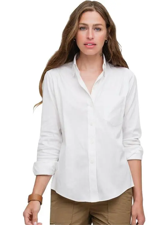 SARAH ALEXANDRA White Stretch Broadcloth Weekend Shirt - Red