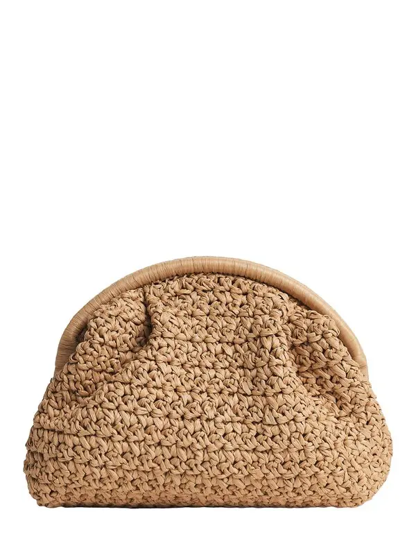 Eleventy Raffia Woven Clutch - Beige