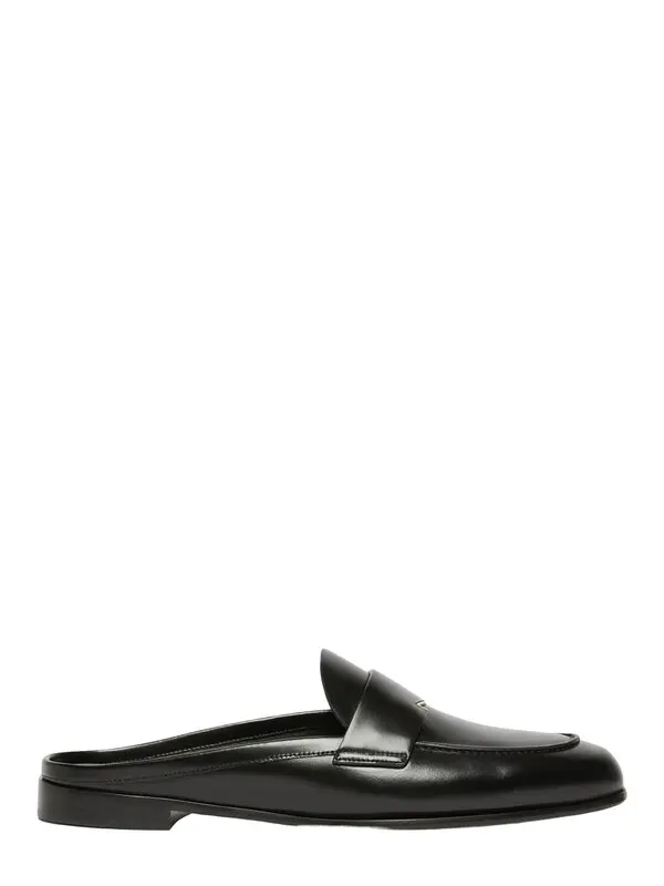 Max Mara Leather Logo-hardware Mules - Black