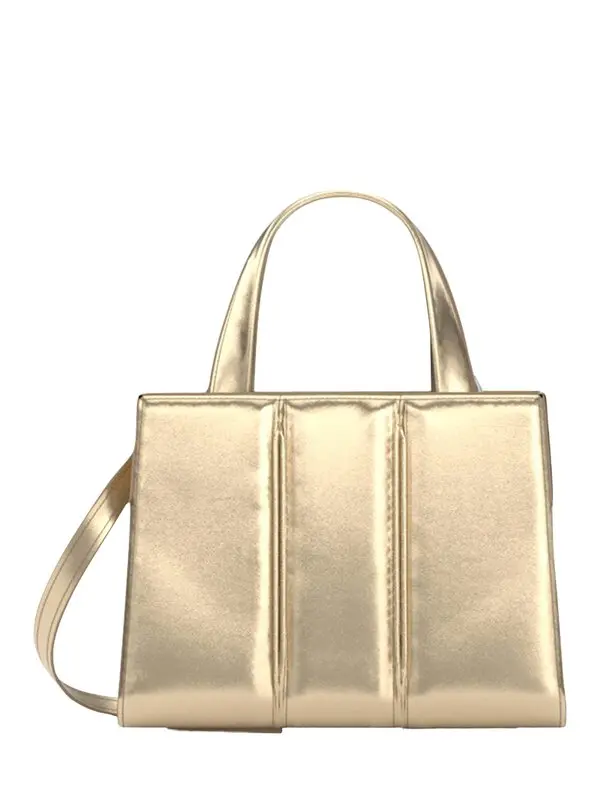 Max Mara Metallic Leather Whitney Top-handle Bag - Gold