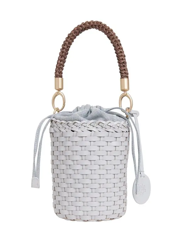 Eleventy Leather Woven Bucket Bag - Blue