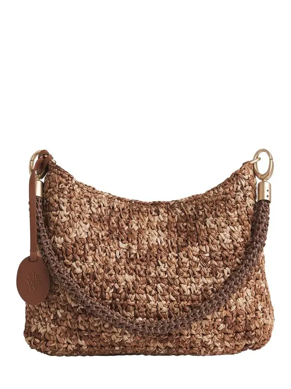 Eleventy Raffia Woven Shoulder Bag - Beige